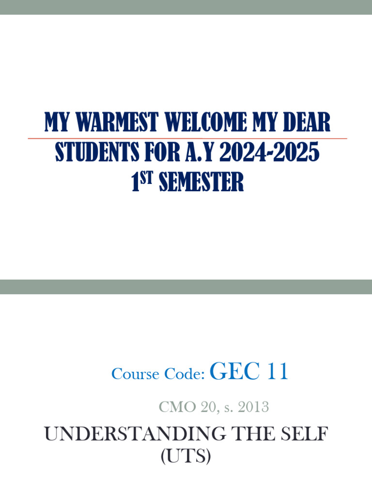 Intro UTS 1ST SEM Students | PDF | Reason | Philosophy Of Self