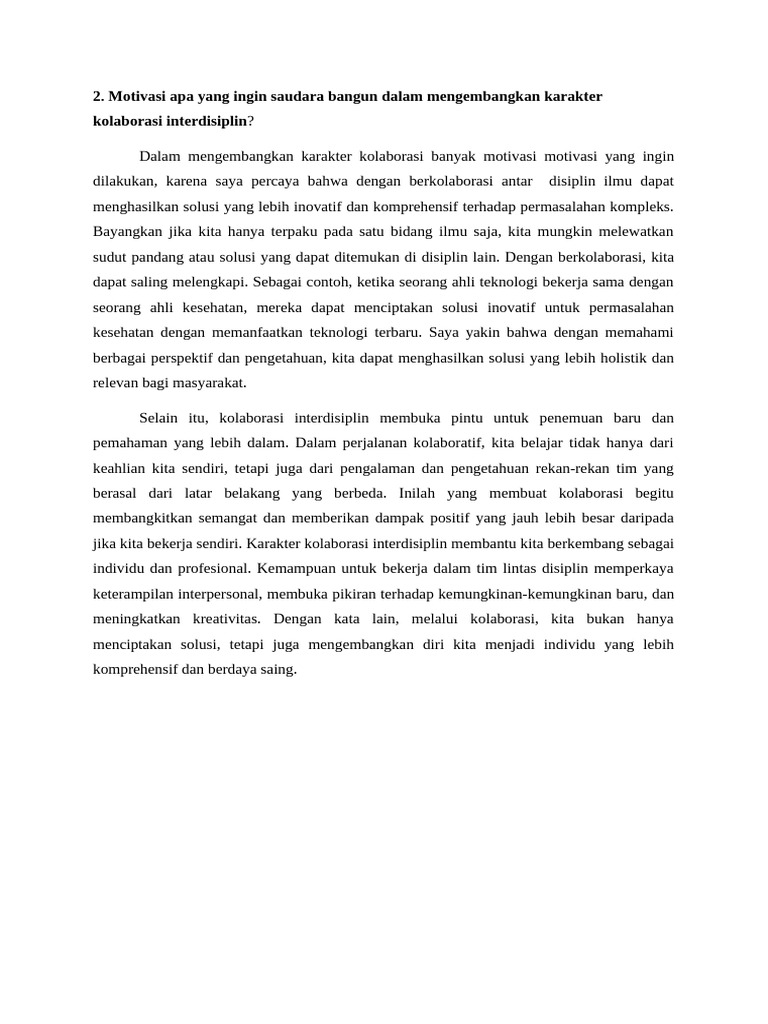 Motivasi Apa Yang Ingin Saudara Bangun Dalam Mengembangkan Karakter ...