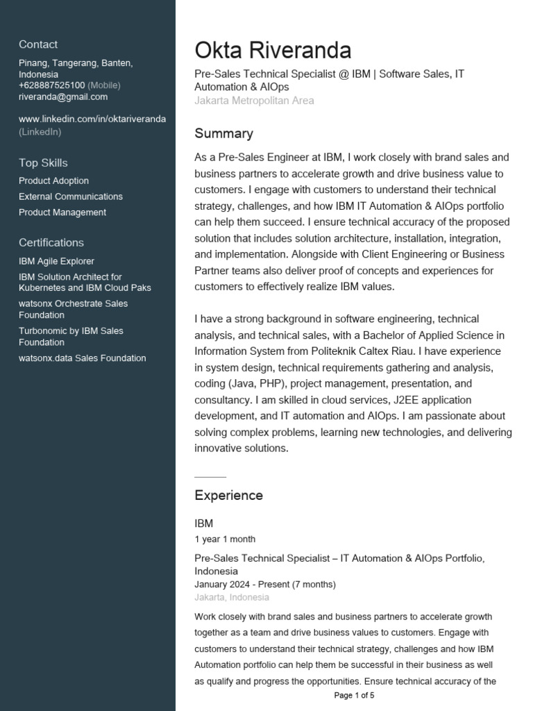 Okta Riveranda Latest Resume | PDF