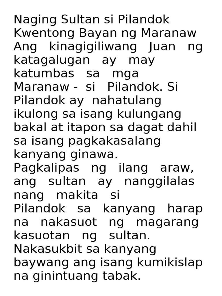 Naging Sultan Si Pilandok | PDF