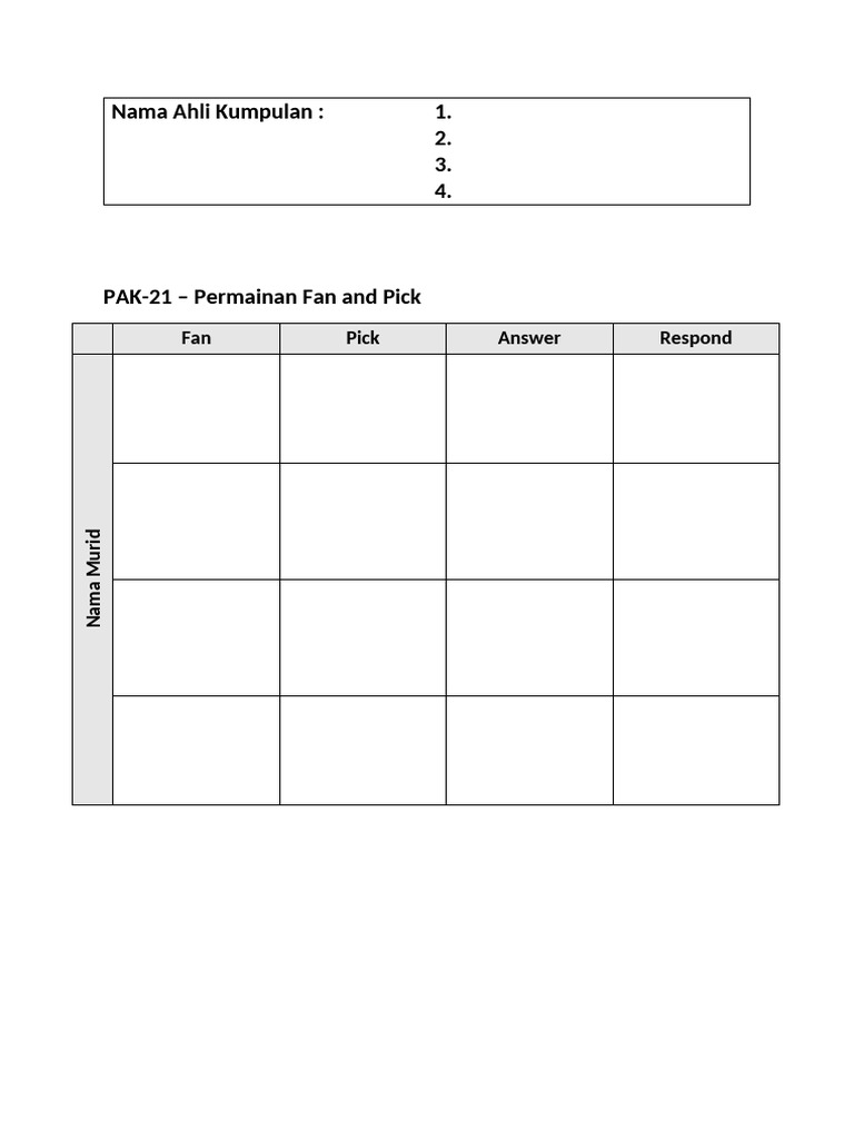 Kertas Kerja Fan n Pick | PDF