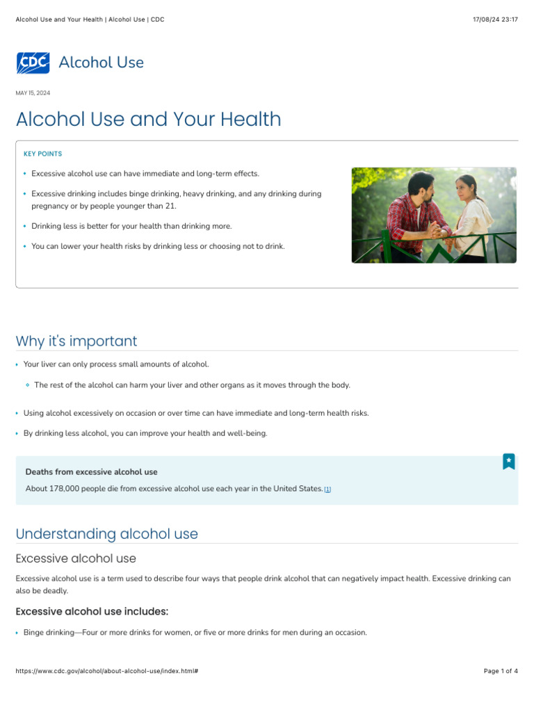 Alcohol Use and Your Health - Alcohol Use - CDC | PDF