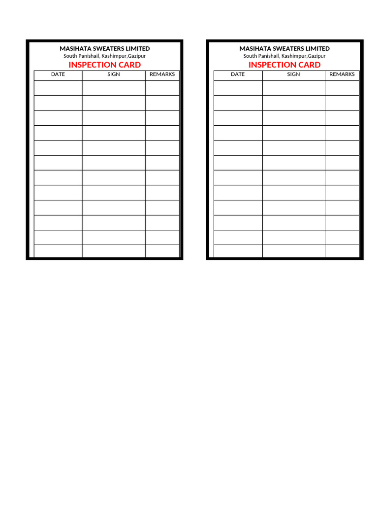 Eye Wash Inspection Card | PDF