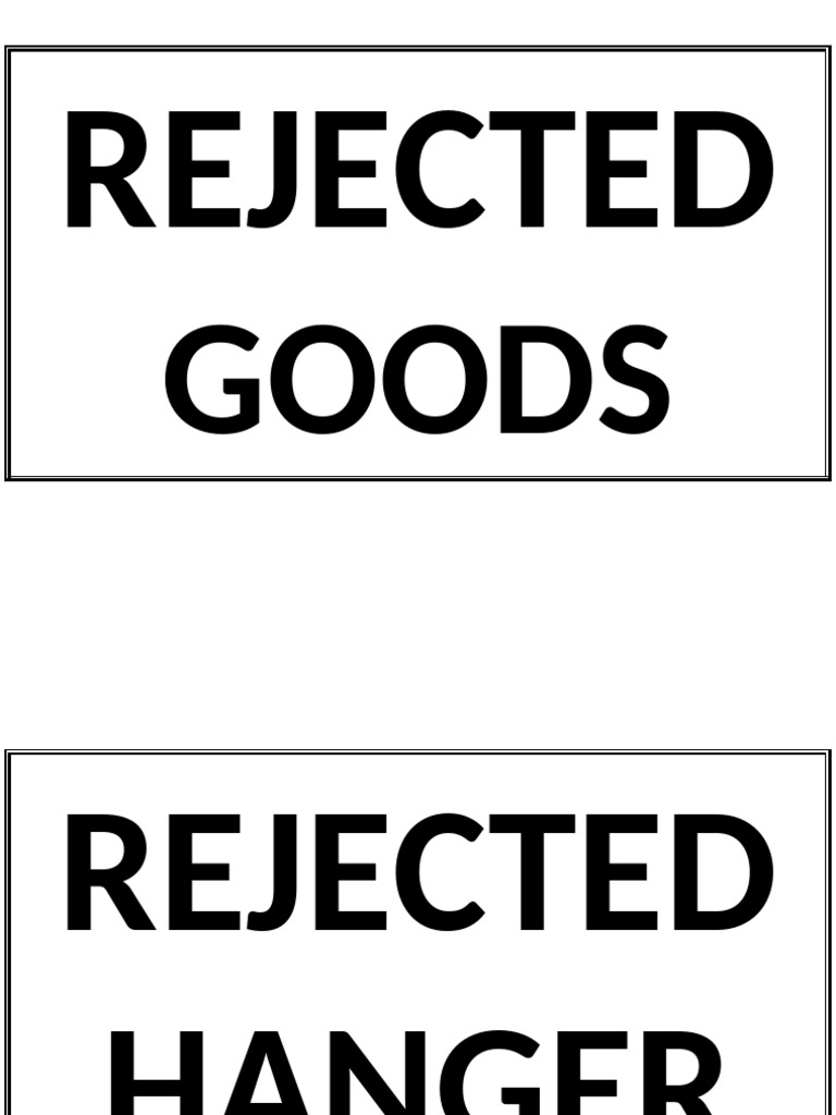 Rejected Goods | PDF