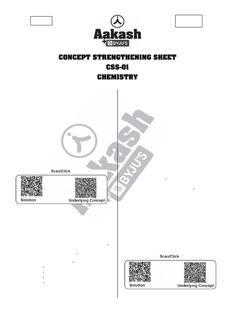Concept Strengthening Sheet (CSS-01) Based On AIATS-01 (RM) - Chemistry | PDF