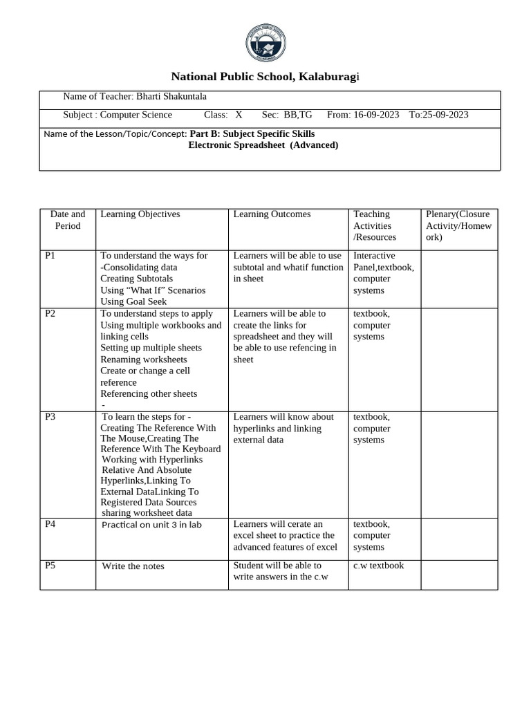 GR 10 Unit 3 Part B Electronic Spredsheet | PDF