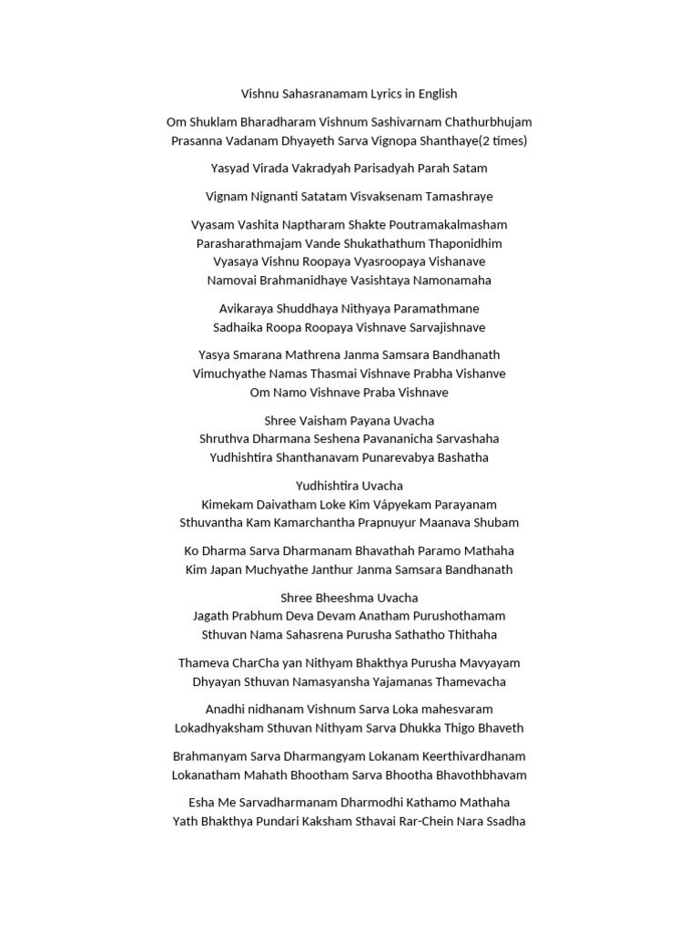 Vishnu Sahasranamam | PDF