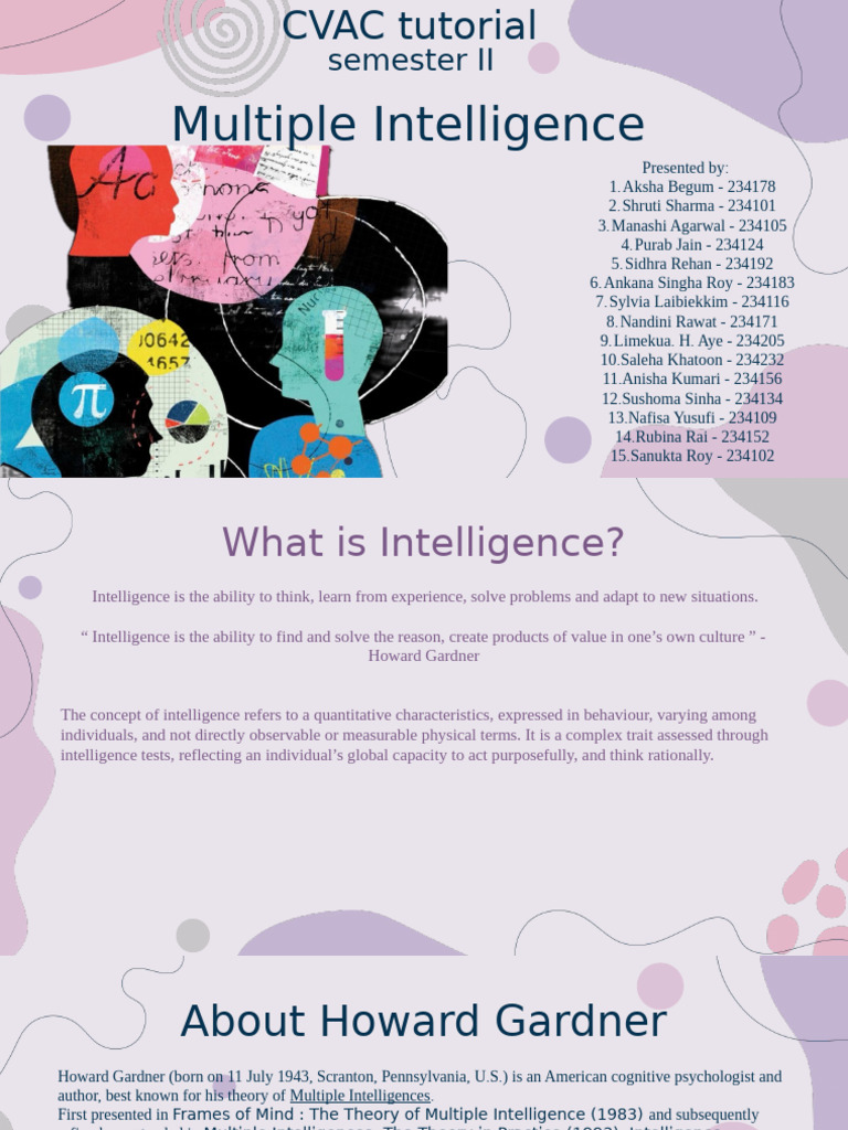Multiple Intelligence CVAC TUTORIALS .PPTX Final | PDF | Intelligence ...