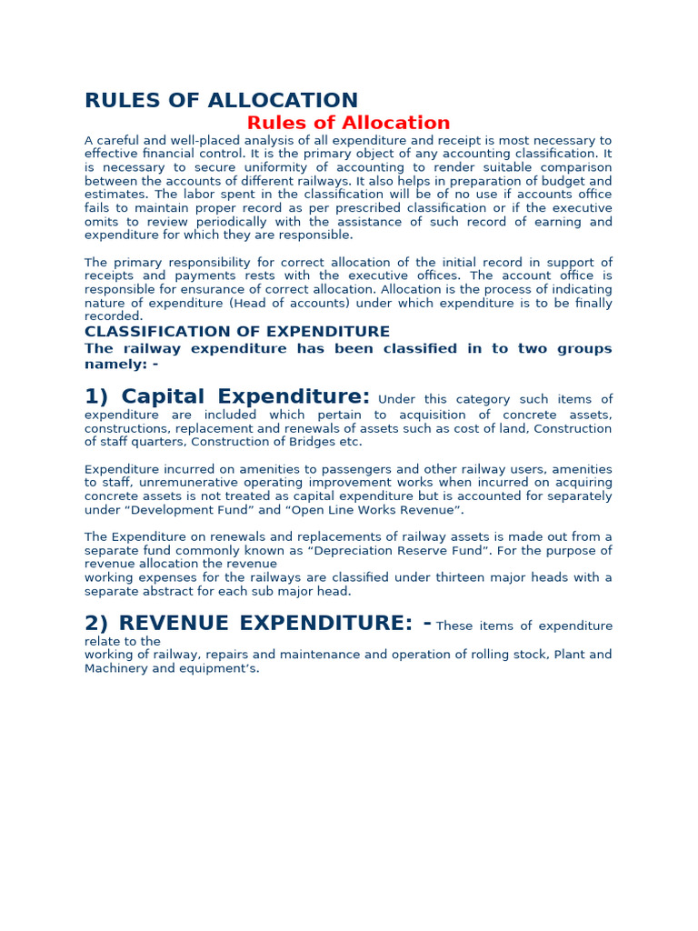 Rules of Allocation | PDF