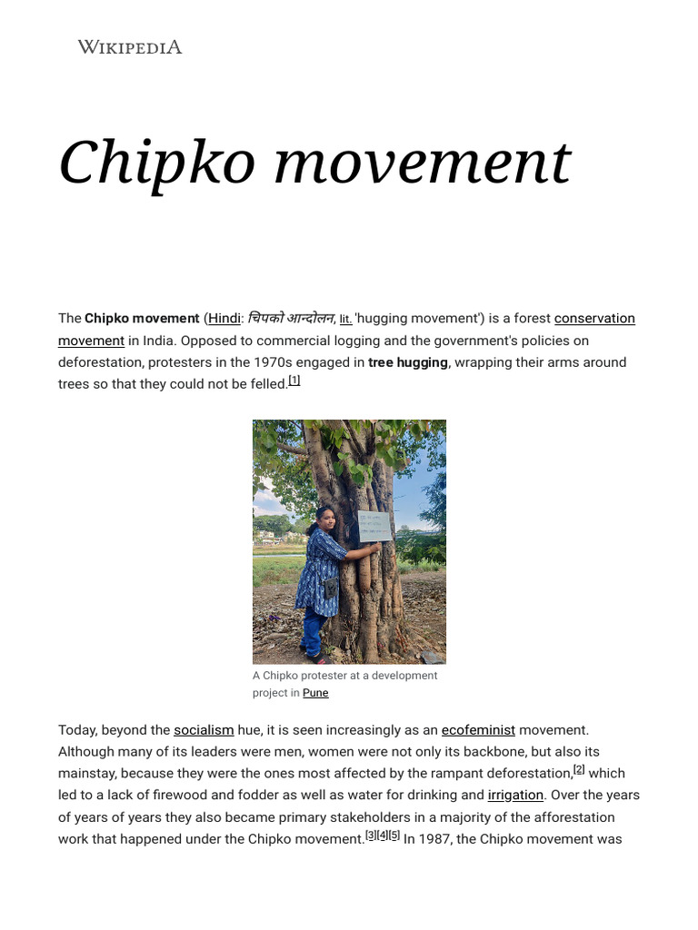 Chipko Movement - Wikipedia's | PDF | Forestry | Technology & Engineering