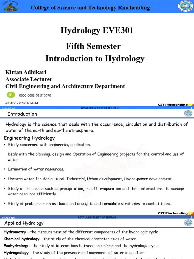 1.introduction To Hydrology | PDF | Hydrology | Water