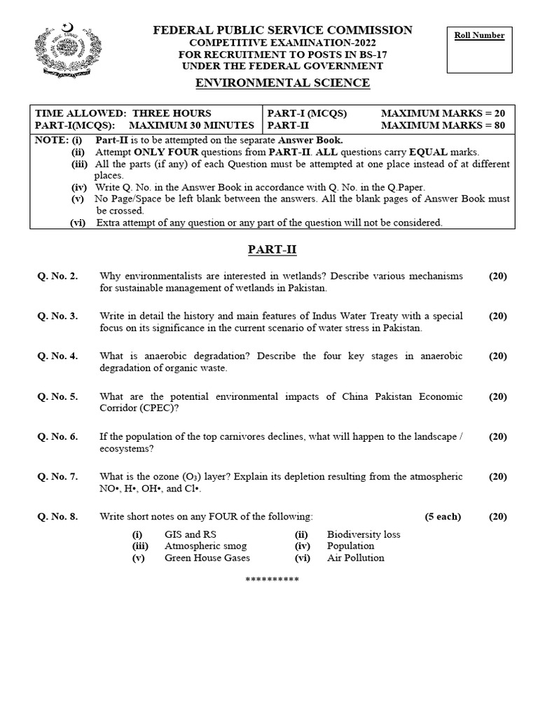 environmental-science-past-paper-2022 | PDF