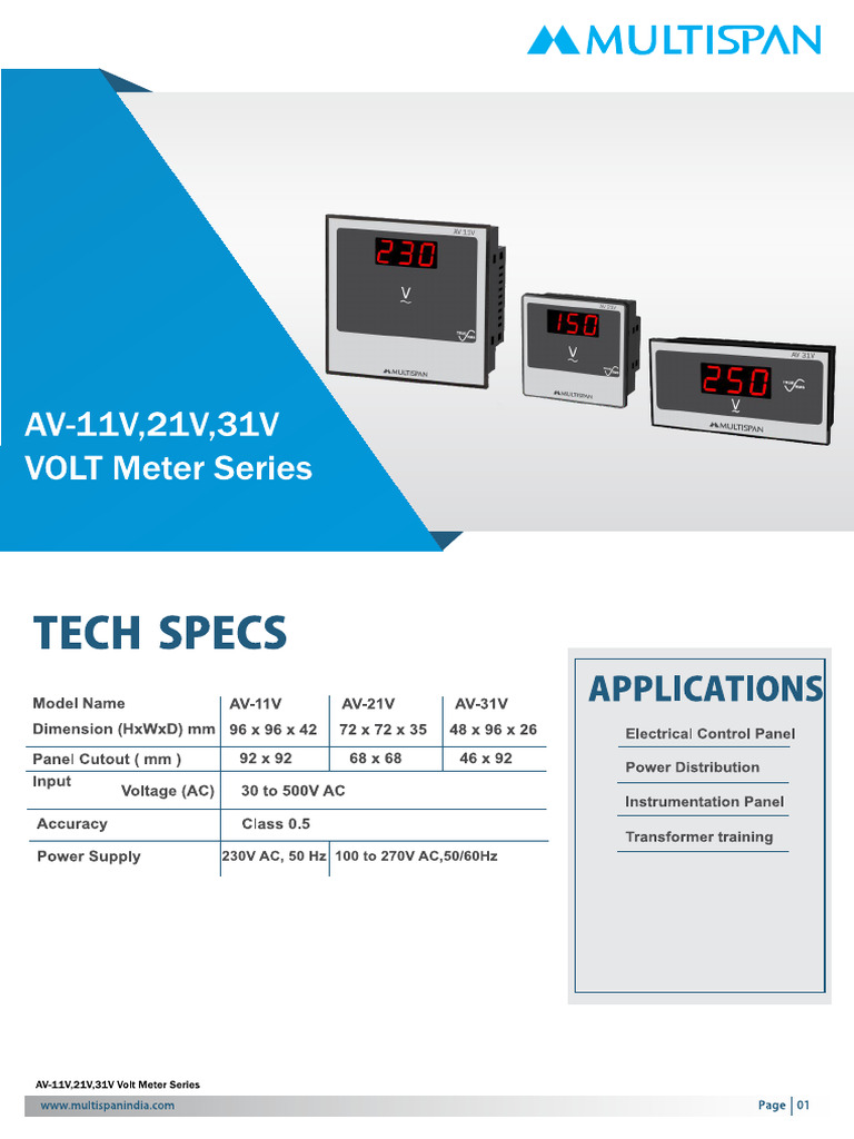 Digital VOLTMETER - AV11 V-B1-00 | PDF