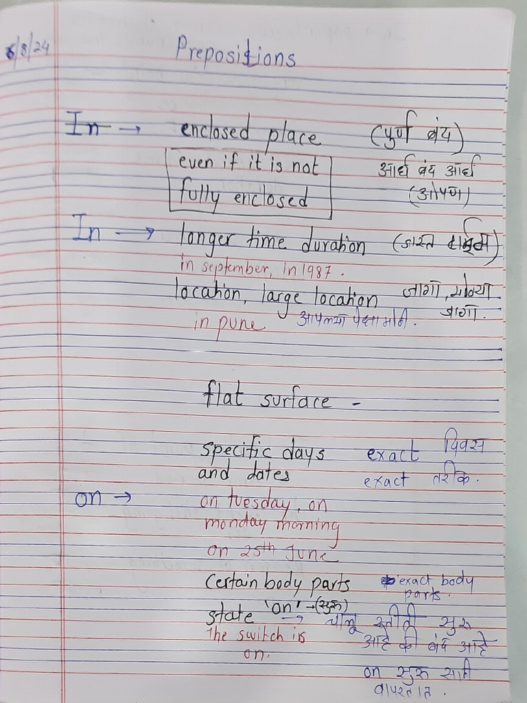 Preposition Part 1 Notes | PDF