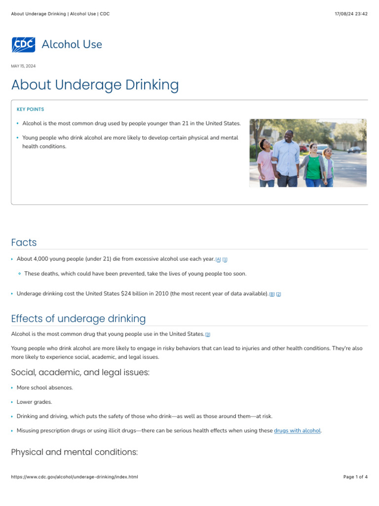 About Underage Drinking - Alcohol Use - CDC | PDF