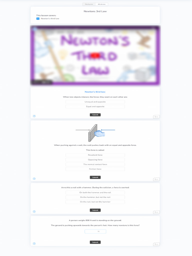 Newtons 3rd Law Lesson GCSE Physics Edexcel IGCSE Triple Cognito | PDF