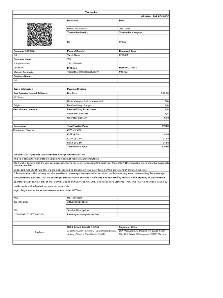 AC GST Tax Invoice 1 | PDF