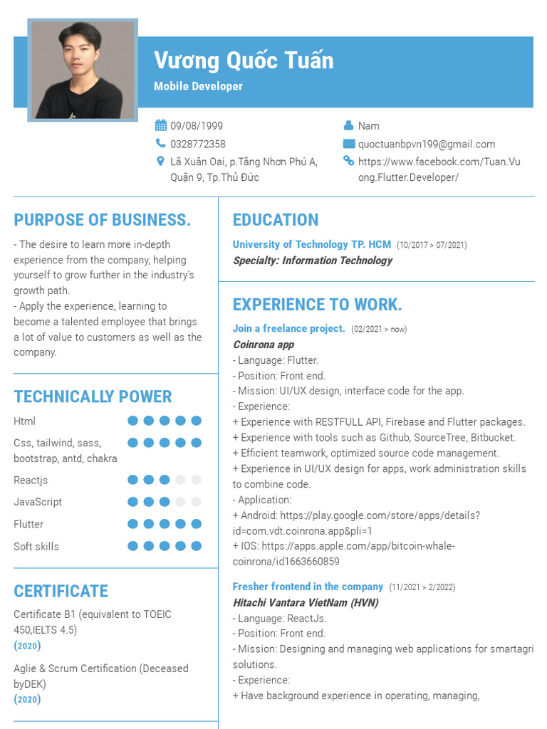 Vuong Quoc Tuan - Mobile Developer | PDF
