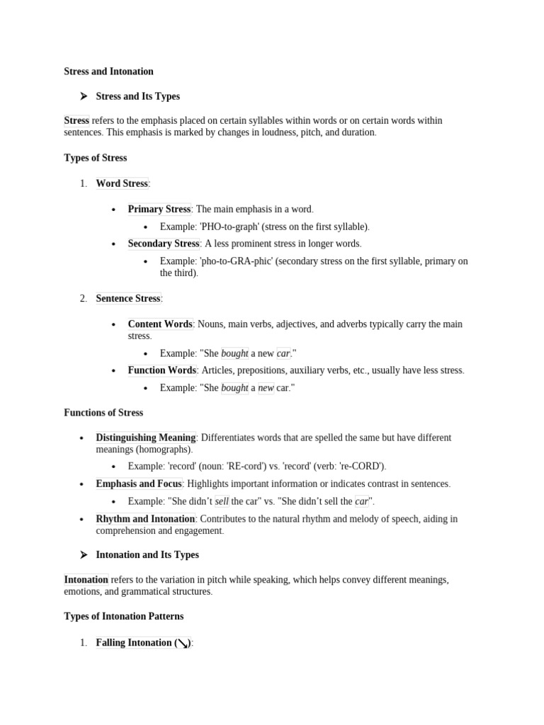 Stress and Intonation | PDF