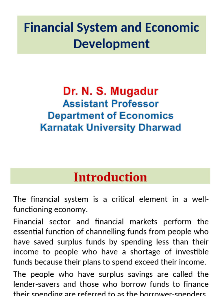 Financial System and Economic Development | PDF