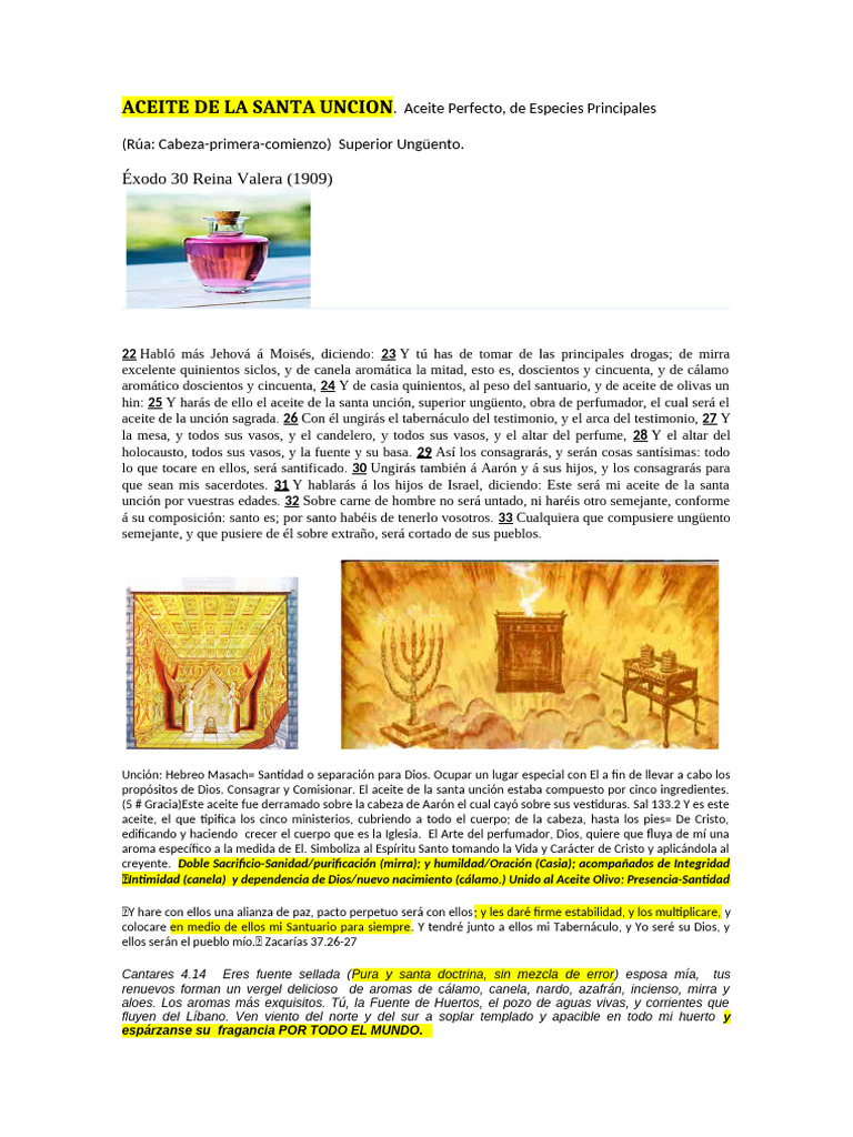 Aceite de Santa Unción: Ingredientes y Significado | PDF | La unción ...