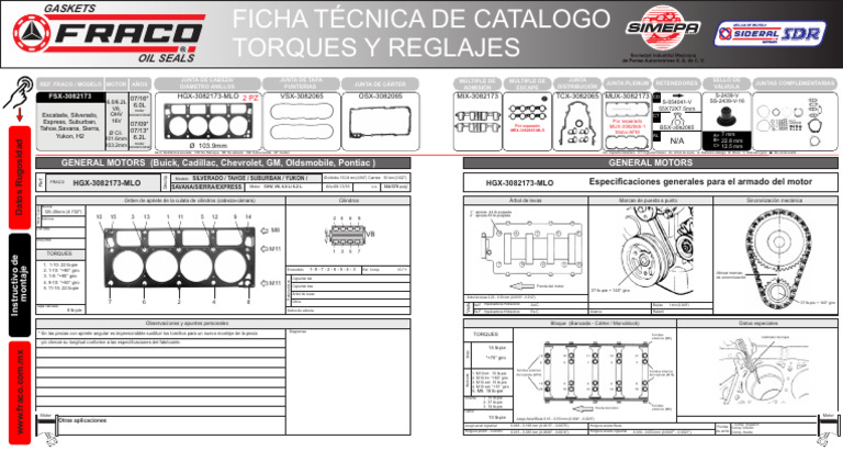 Ficha Técnica GM 6.0/6.2L V8 OHV 16 Val. Vortec | PDF | Motores ...