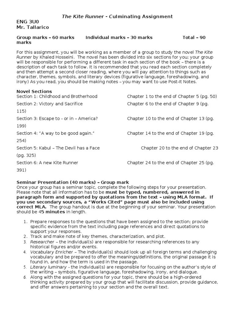 The Kite Runner Seminar Guide | PDF | Cognition