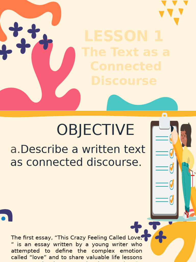 Lesson 1: The Text As A Connected Discourse | PDF