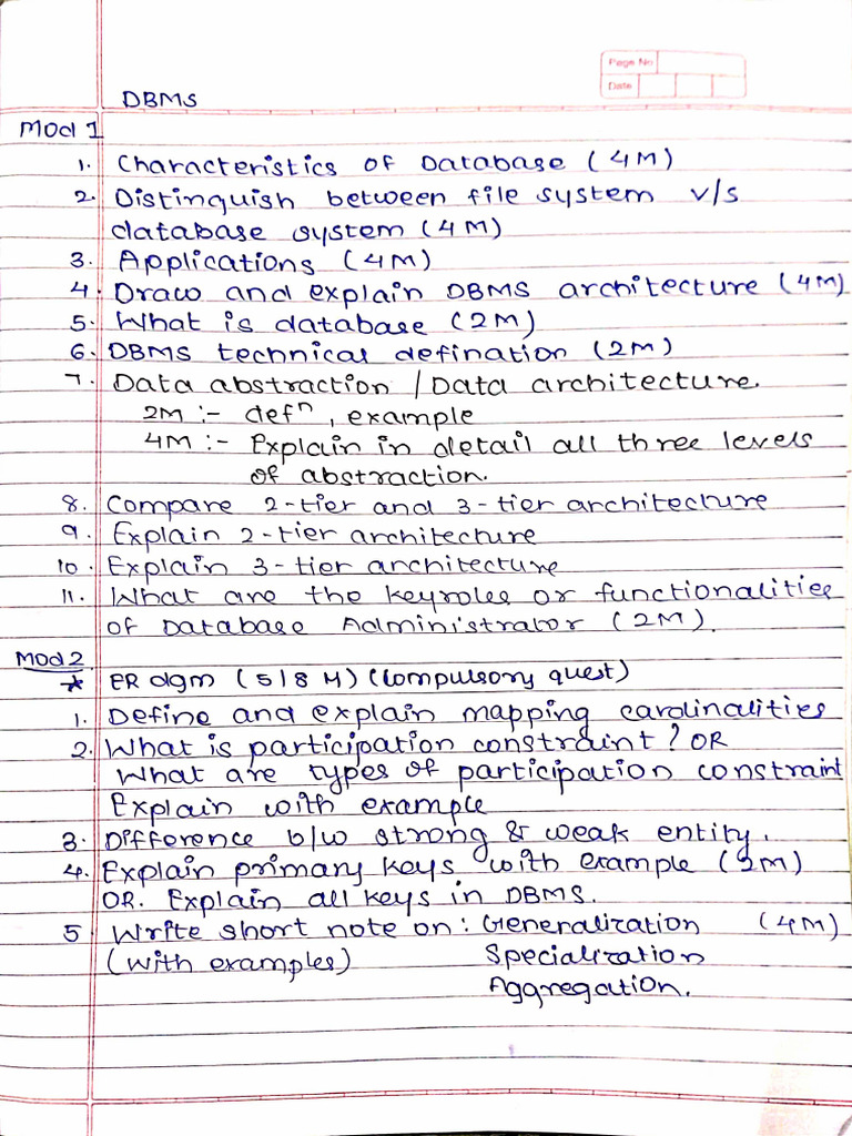 Dbms Quest Mod 1,2,3 | PDF