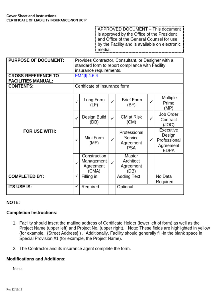 Certificate Insurance No Ucip | PDF