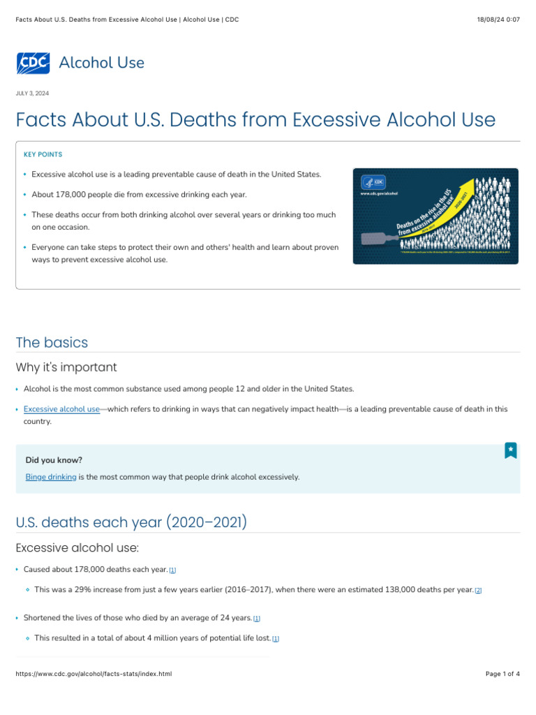 Facts About U.S. Deaths From Excessive Alcohol Use - Alcohol Use - CDC ...