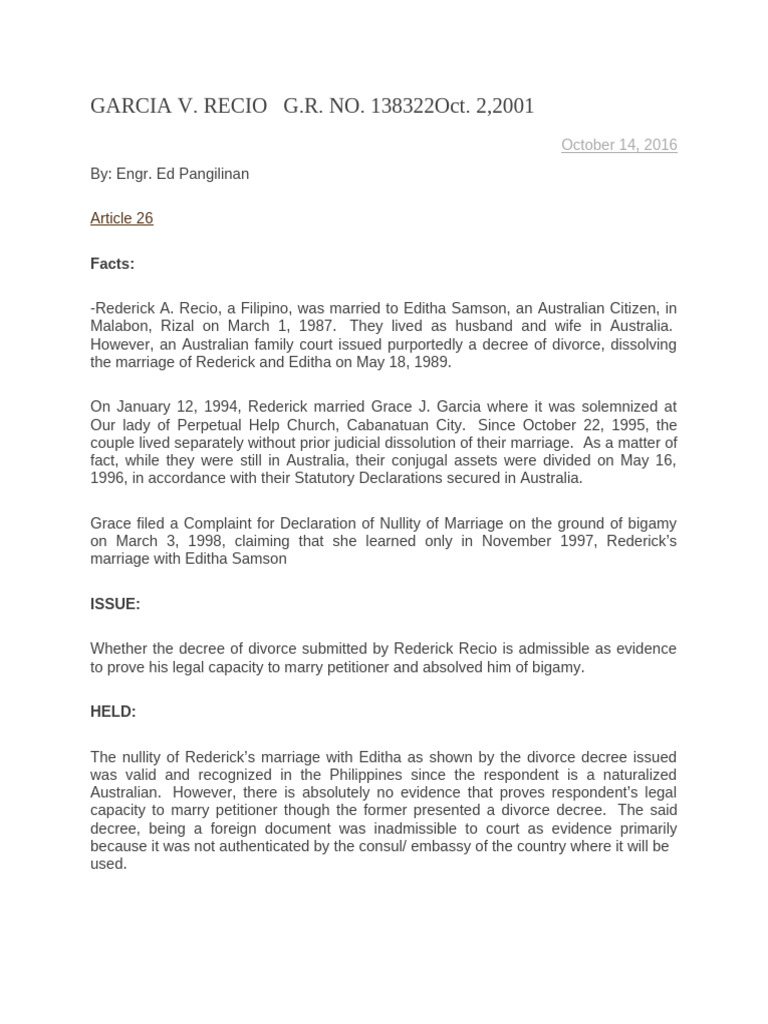 16.garcia V Recio | PDF
