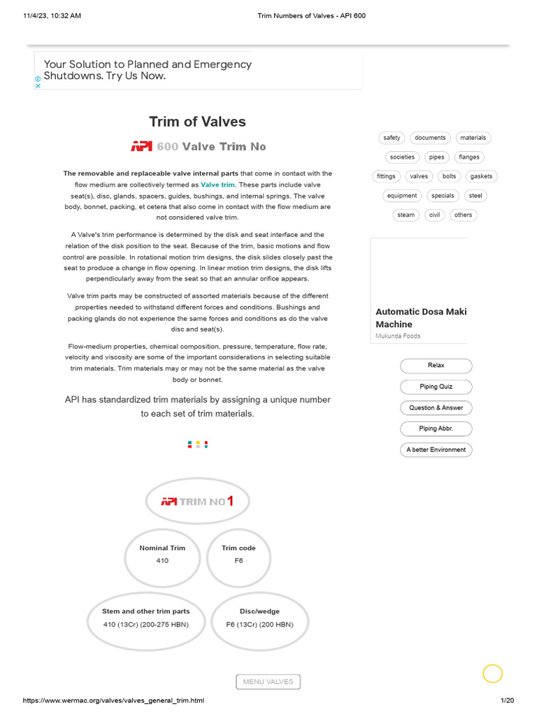 Trim Numbers of Valves - API 600 | PDF | Valve | Corrosion