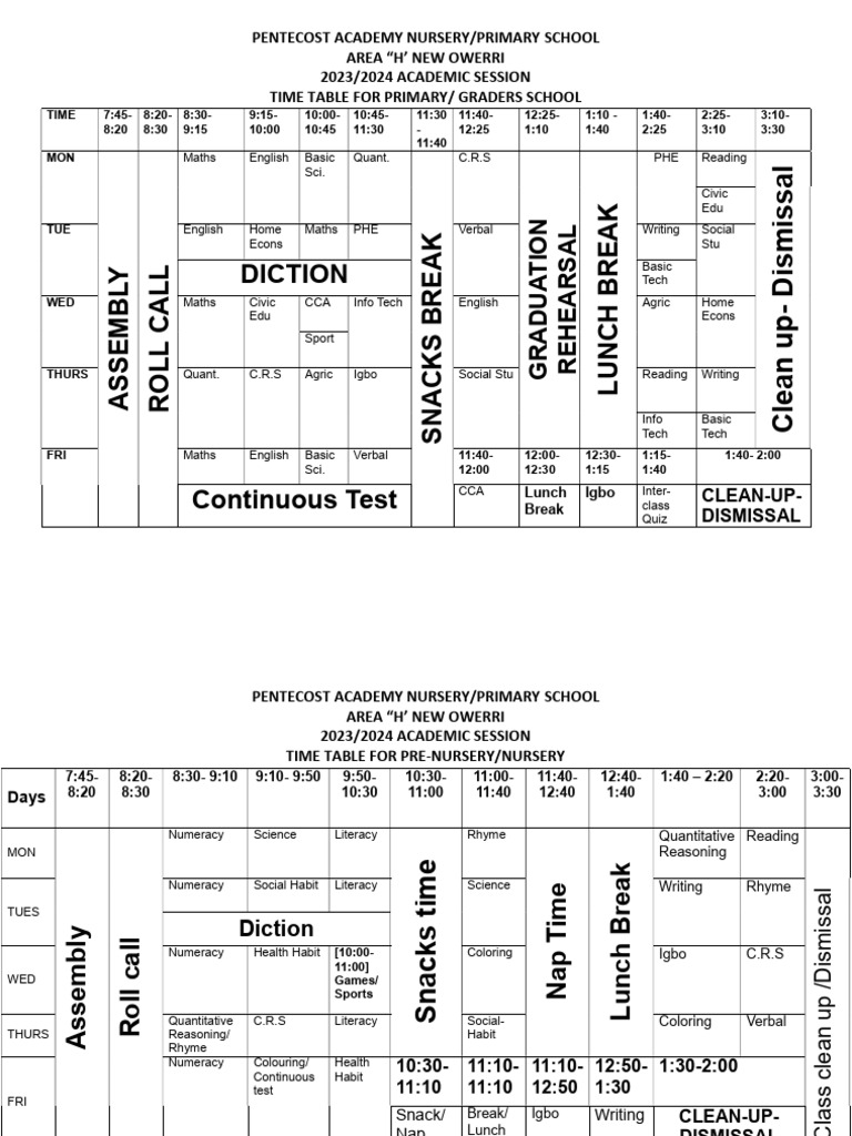 Time Table | PDF