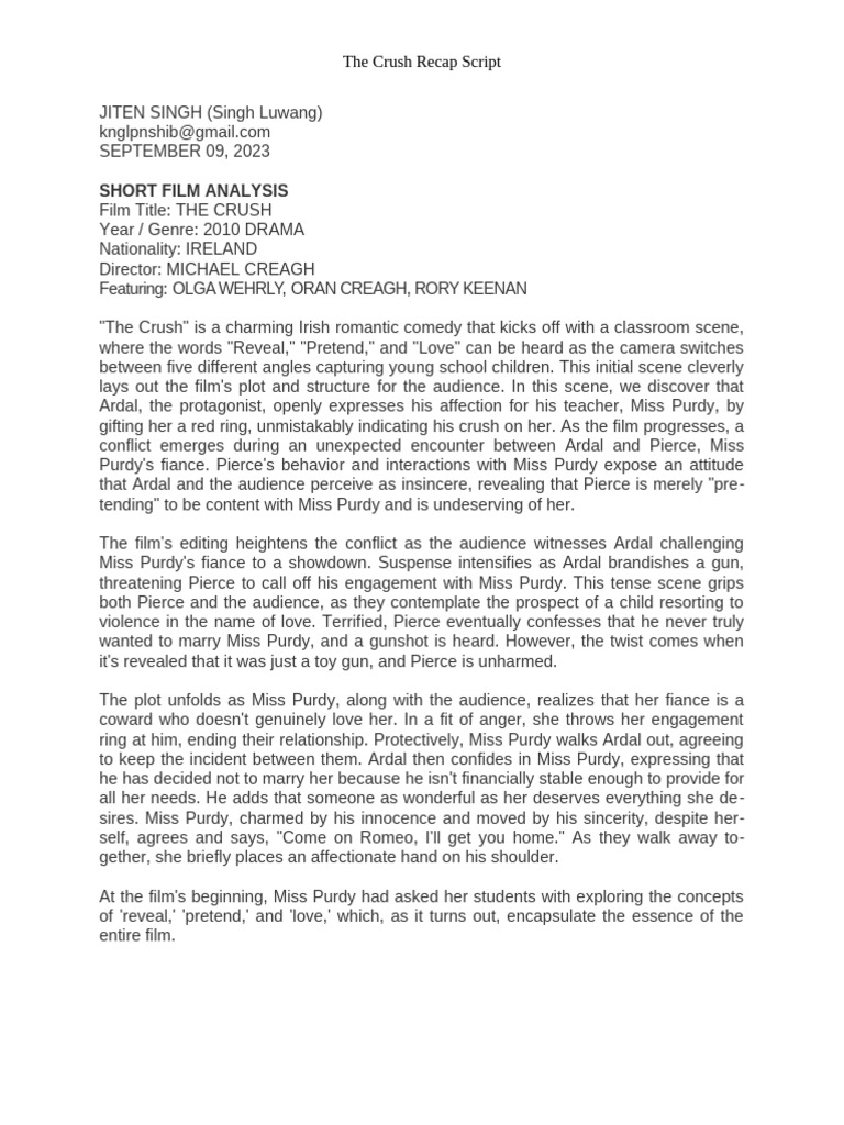 The Crush Recap Script | PDF