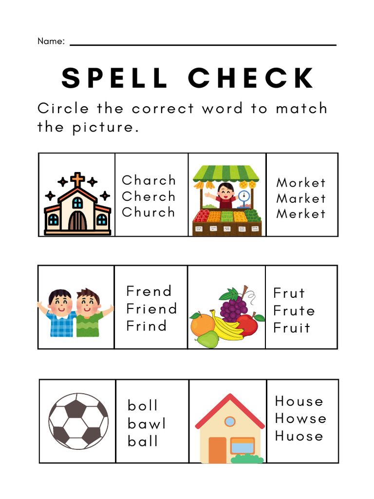 Grade 1 Spell Check Worksheet | PDF