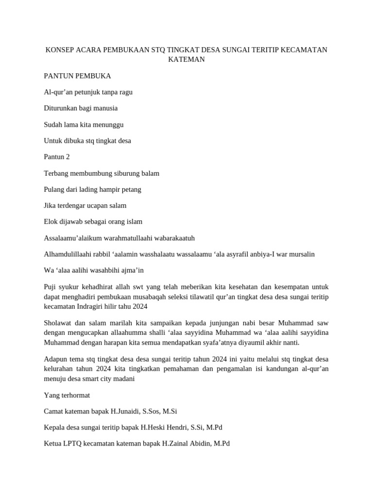 Susunan Acara STQ | PDF