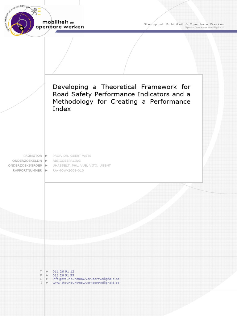 Developing A Theoretical Framework For Road Safety Performance Indicators 141 | PDF