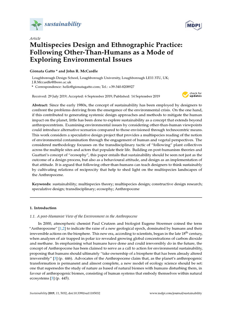 Multispecies Design and Ethnographic Practice - Following Other-Than-Humans As A Mode of ...