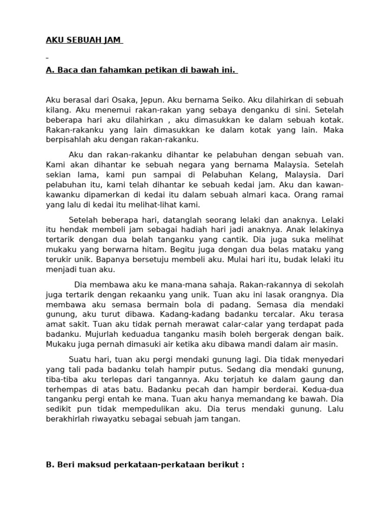 Aku Sebuah Jam 5ab Pdf