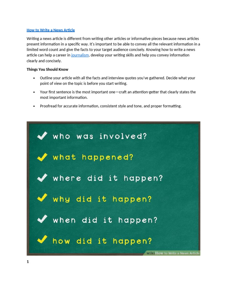 How To Write A News Article | PDF