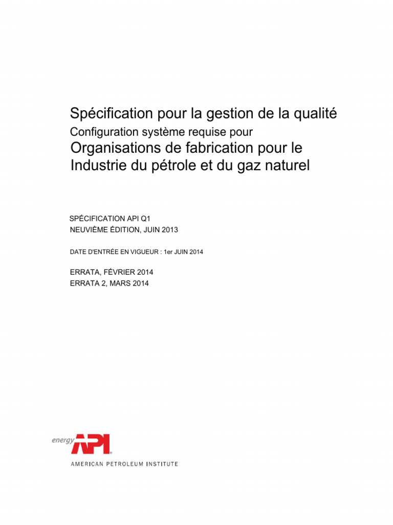 API Spec Q1 - 9th Edition | PDF