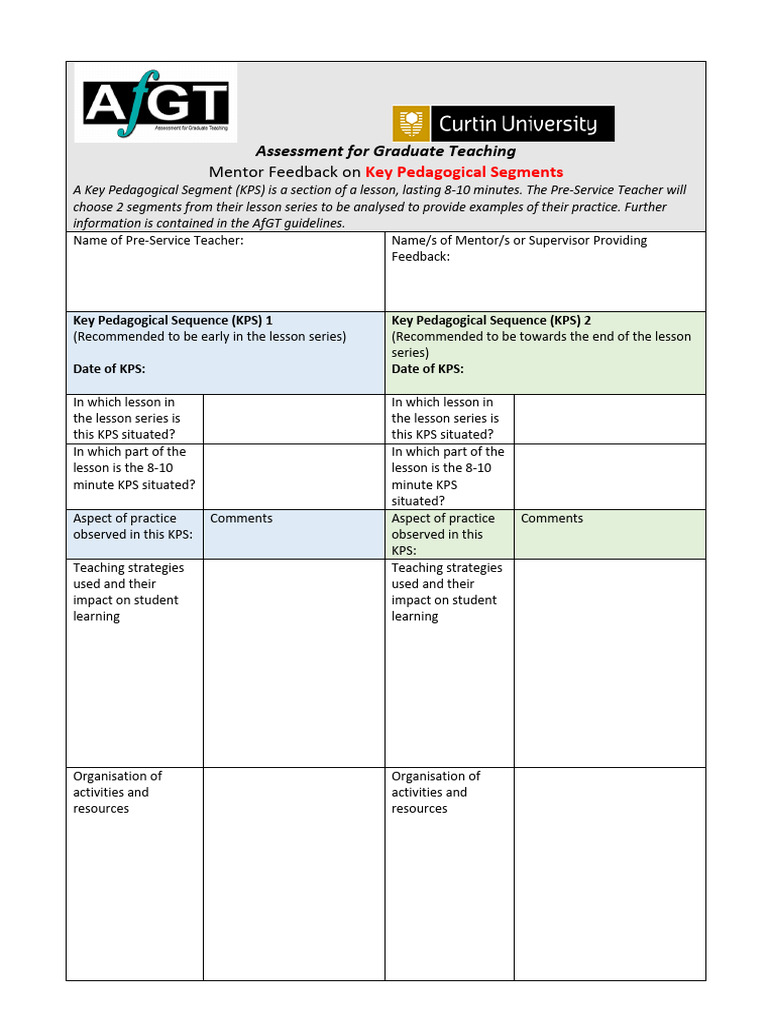 AfGT - Mentor Feedback On Key Pedagogical Segments | PDF