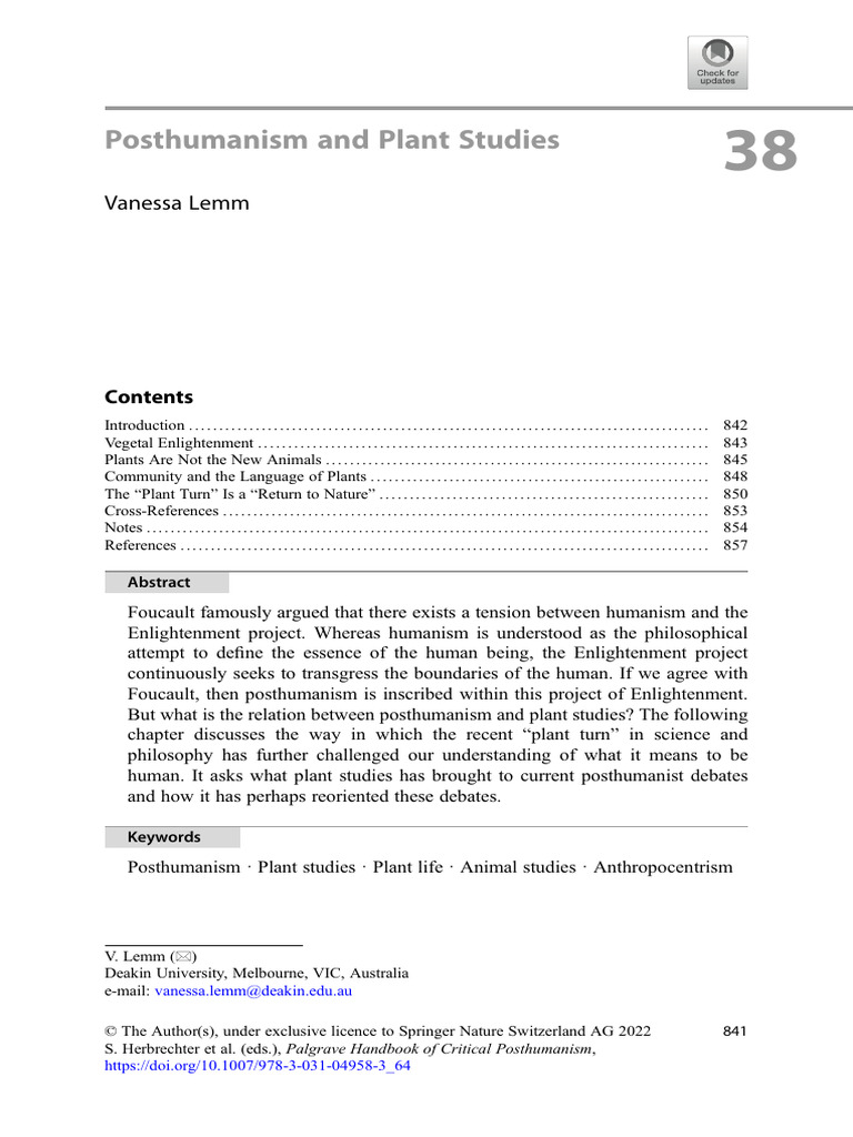 Posthumanism and Plant Studies | PDF