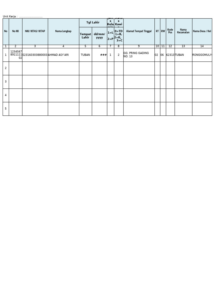 Form Bpjs Non Pns | PDF