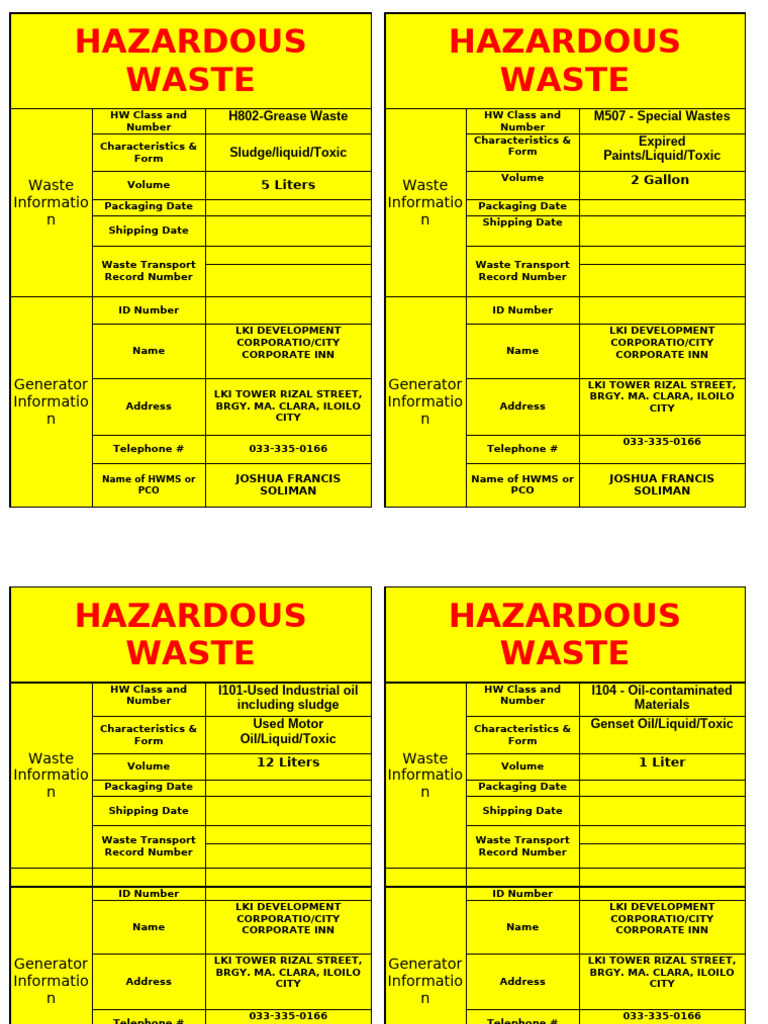 Hazard Placard | PDF