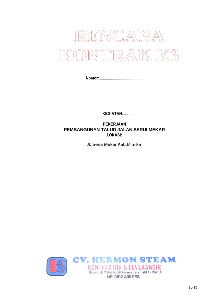 Rencana K3 Cv Hermon Pdf