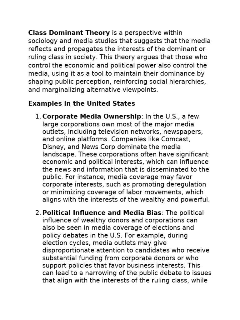 CLASS DOMINANT THEORY | PDF