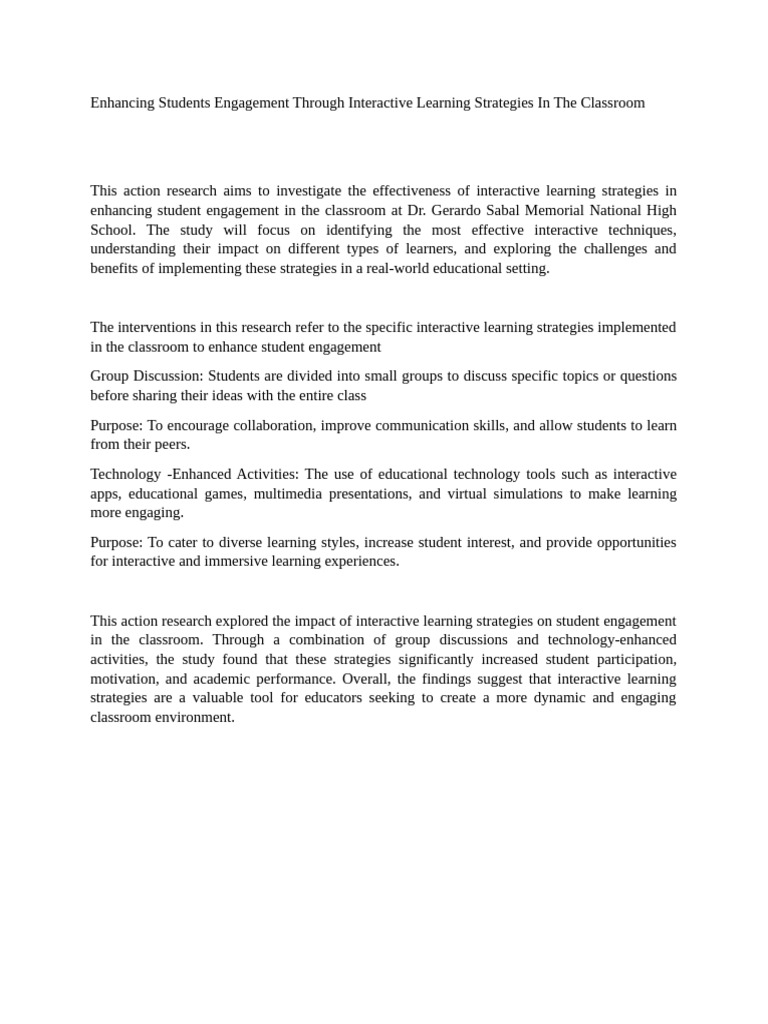 Enhancing Engagement with Interactive Learning | PDF