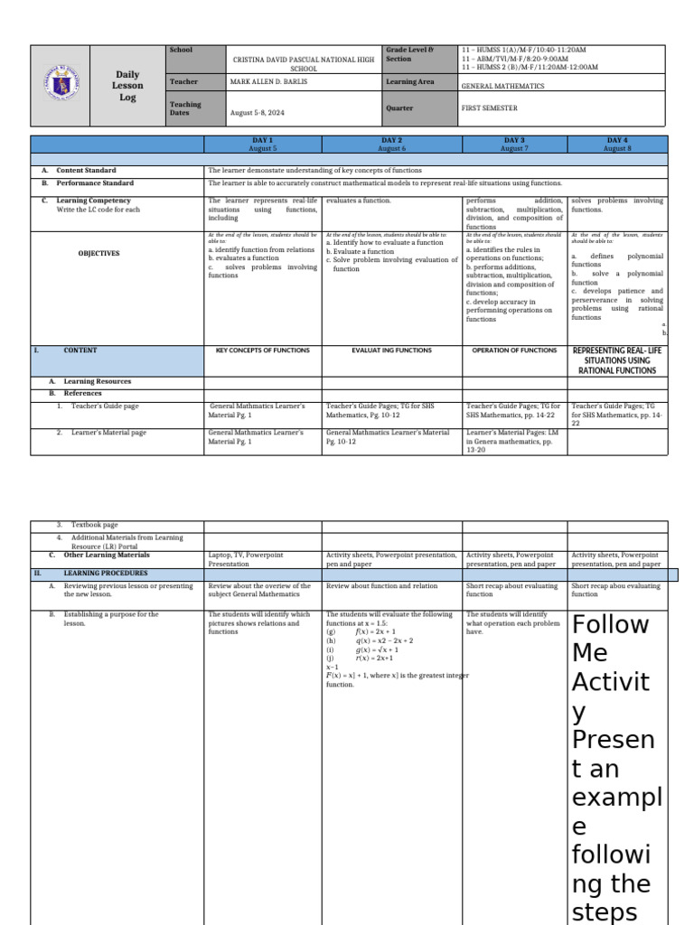 General Mathematics DLL | PDF